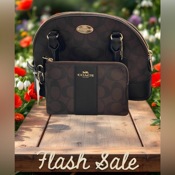 Coach | Bags | Nwt Coach Mini Cora Combo Black And Brown Satchel With ...